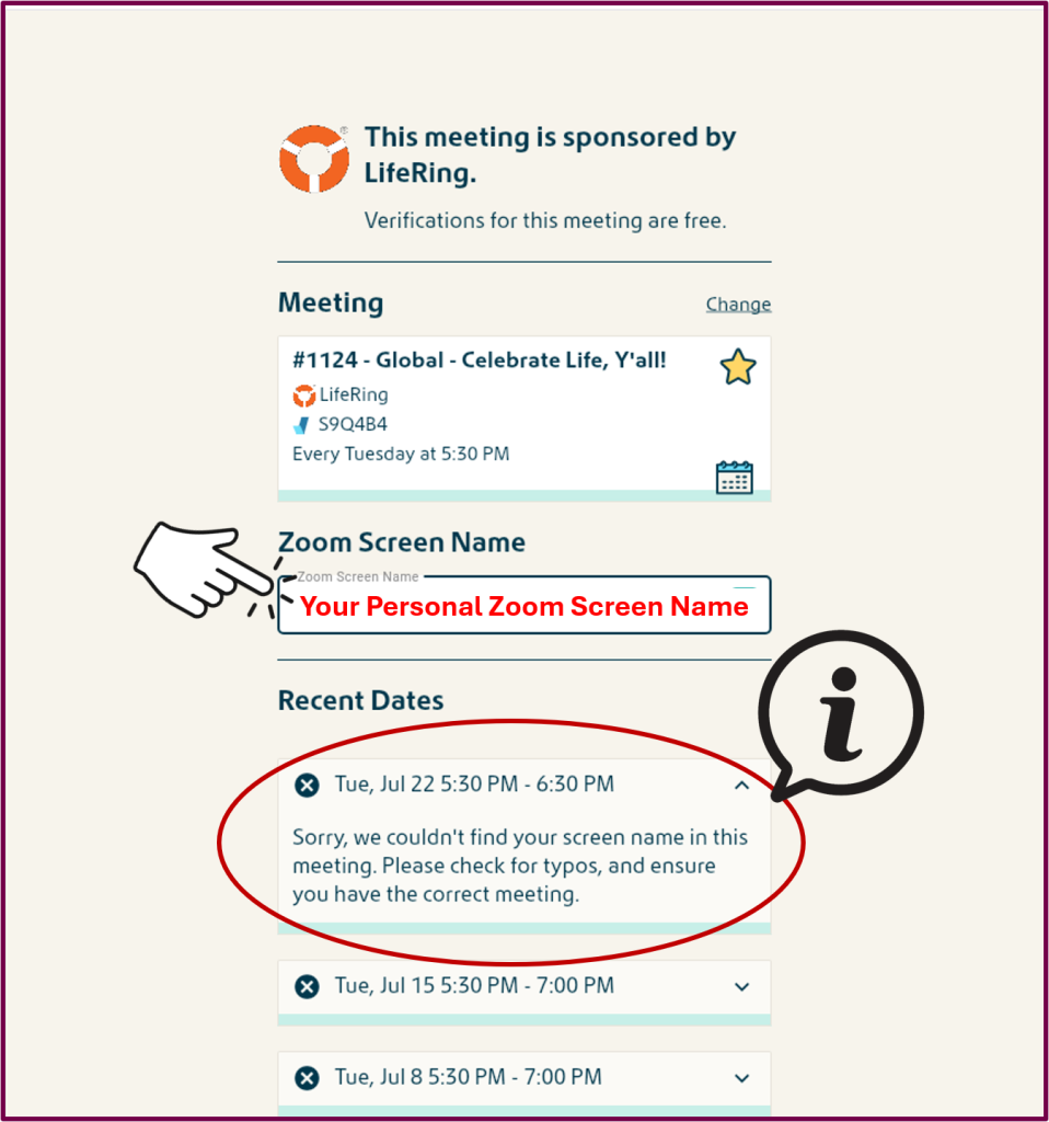LifeRing Meetings Attendance Verification – LSRtesting